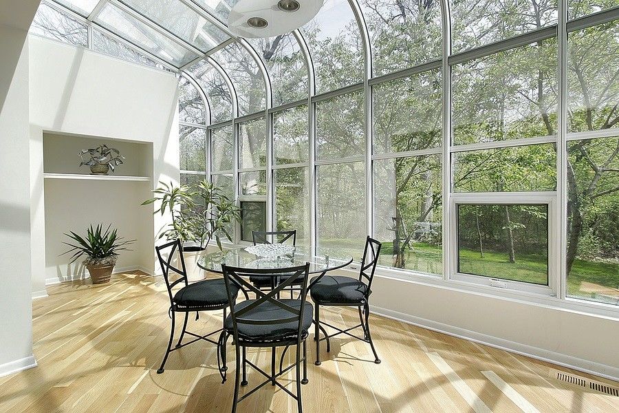 T5 T6 Curved Glass Roof Sunroom Powder Coated Glass Roofed Sunroom For ...