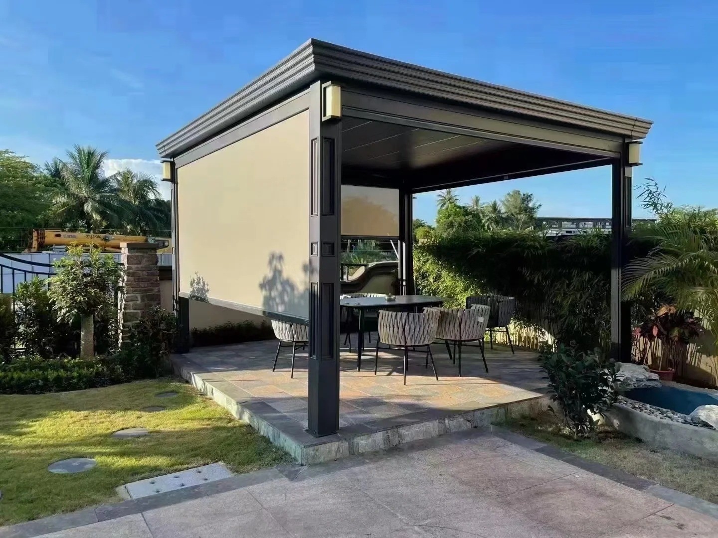 Motorized Outdoor Rain Slats Slats Garden Canopy Patio Gazebo Bioclimatic